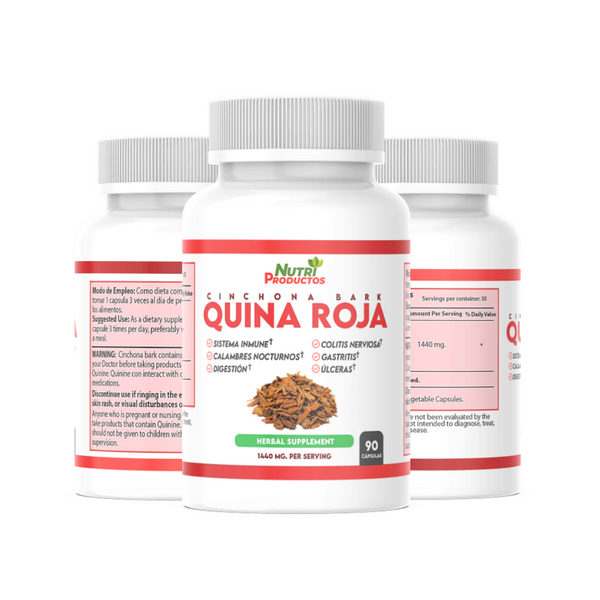QUINA ROJA Capsulas 2 frascos. Original del Peru. Calambres, Ulcera, D ...